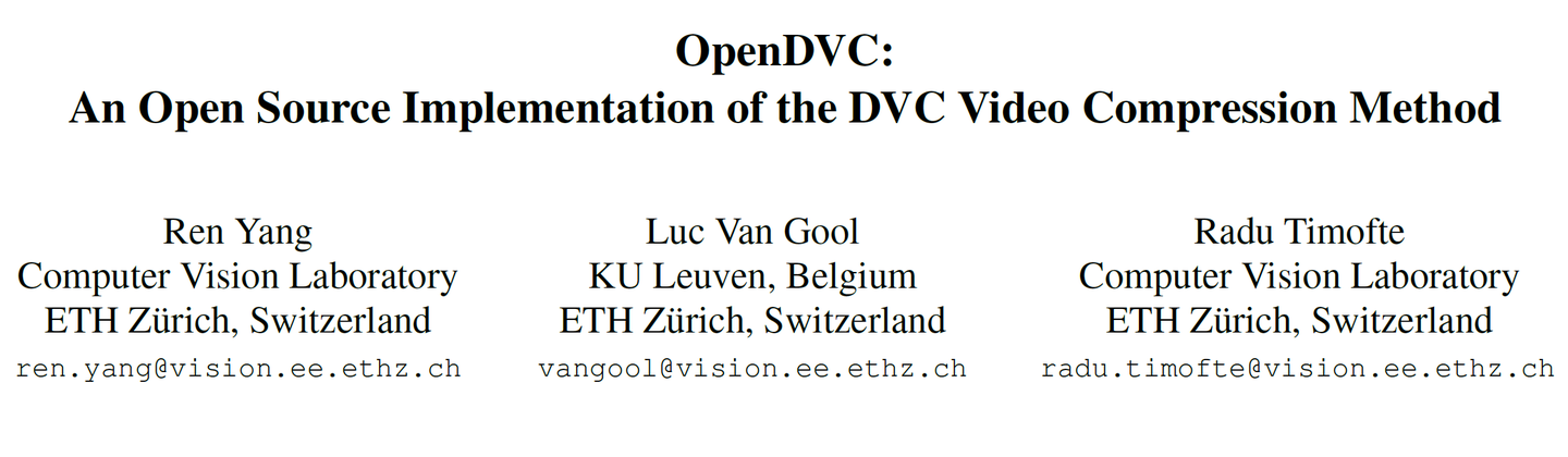 OpenDVC：深度视频压缩方法DVC的开源复现 - 知乎