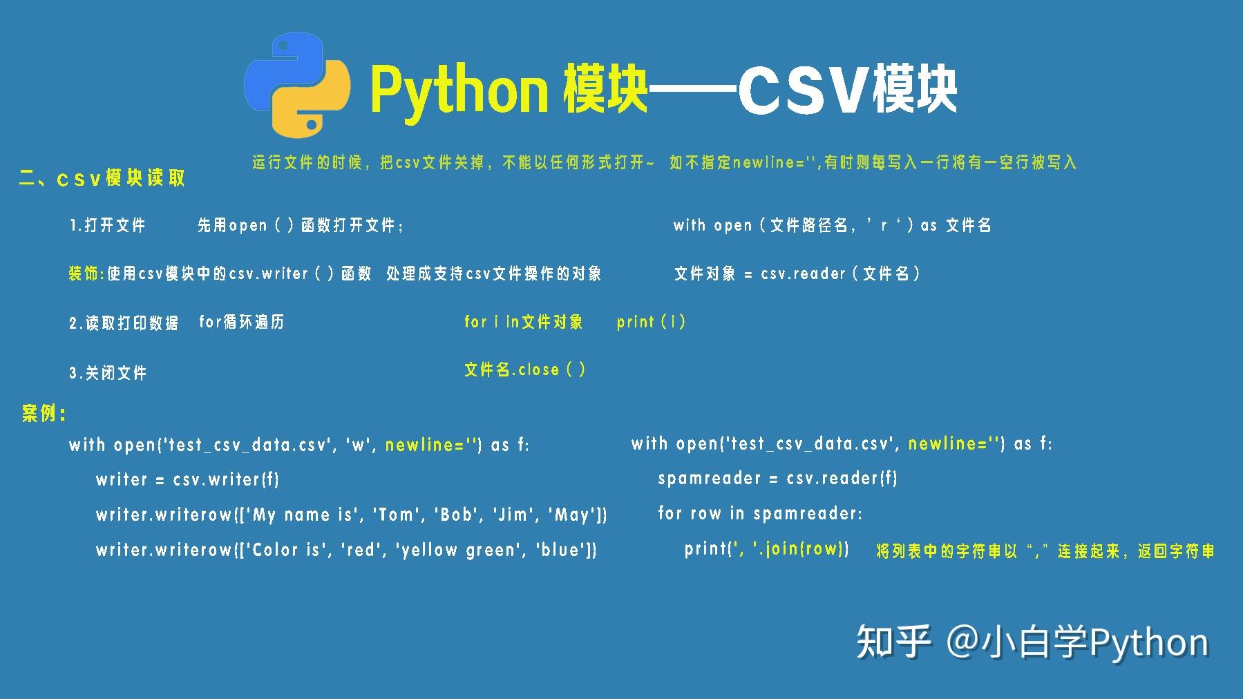 Python学习笔记(第28天)csv模块 知乎