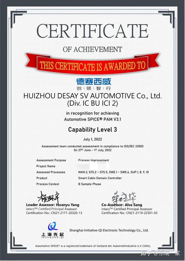 国内通过ASPICE CL3认证的公司列表 - 知乎