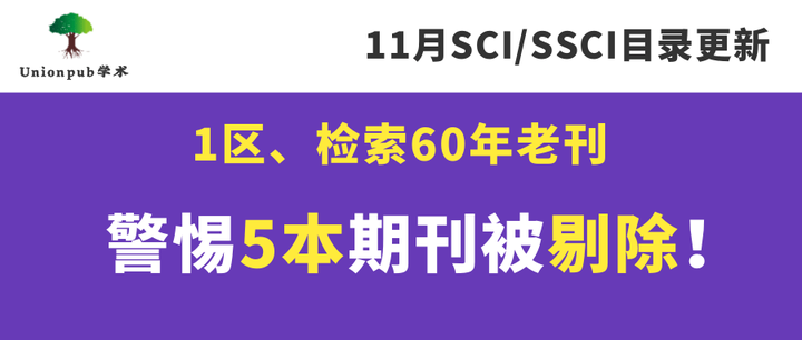 重磅！1区、60年老牌期刊被踢？共5本被剔除！11月SCIE/SSCI期刊目录更新！ - 知乎