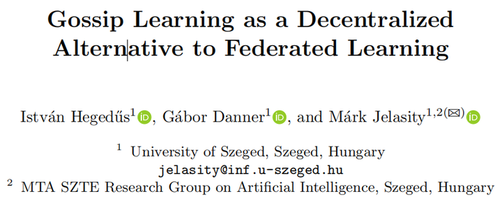 Gossip Learning as a Decentralized Alternative to Federated Learning - 知乎