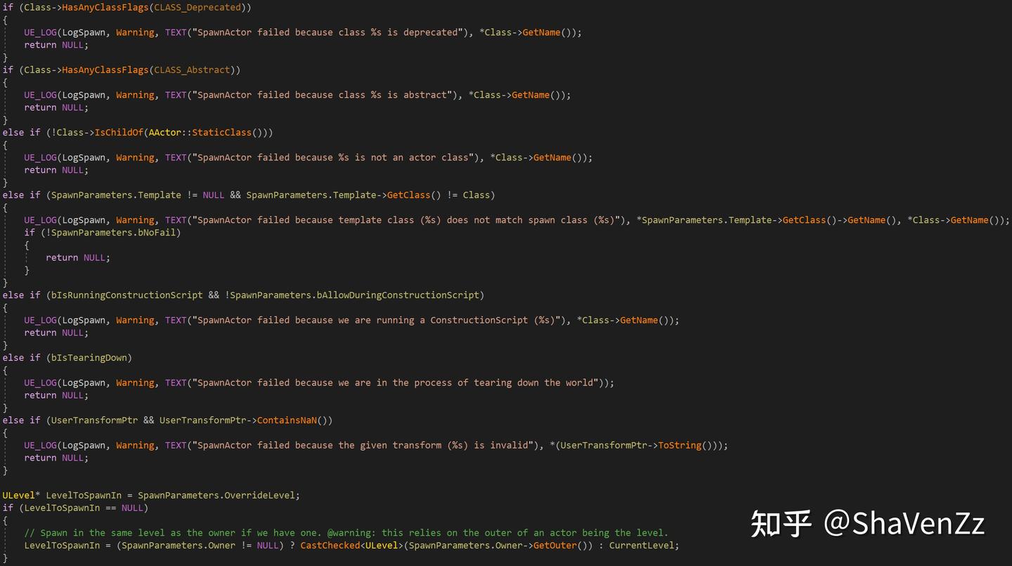 UE4 SpawnActor源码解析(一)---SpawnActor - 知乎