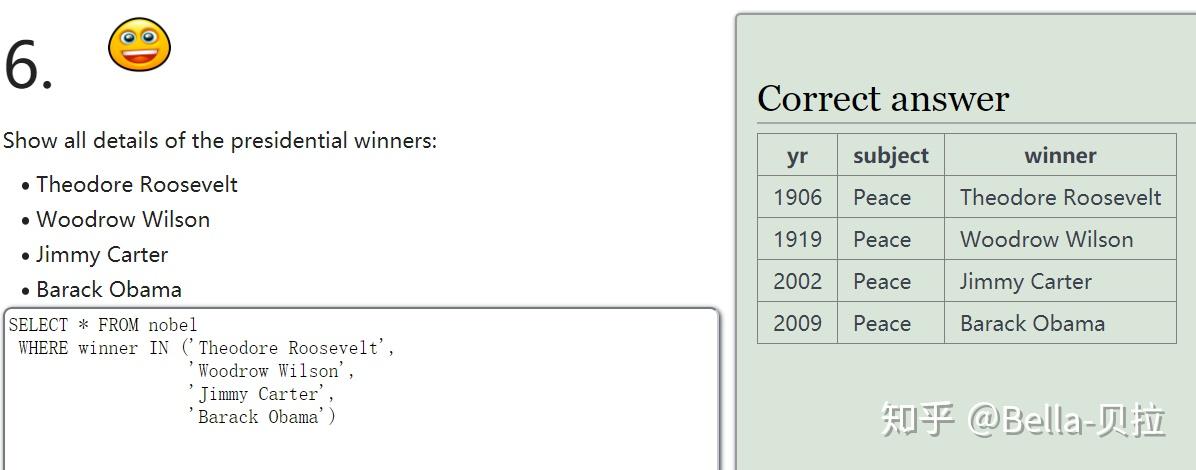 sqlzoo练习4（含答案）：SELECT from Nobel Tutorial - 知乎