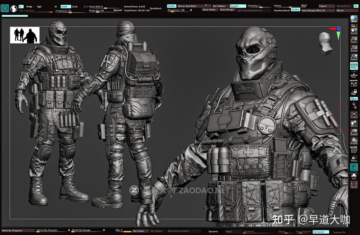 ZBrush+Maya AAA游戏人物角色建模贴图渲染全流程教程 中文字幕 AAA Game Character Creation Step ...