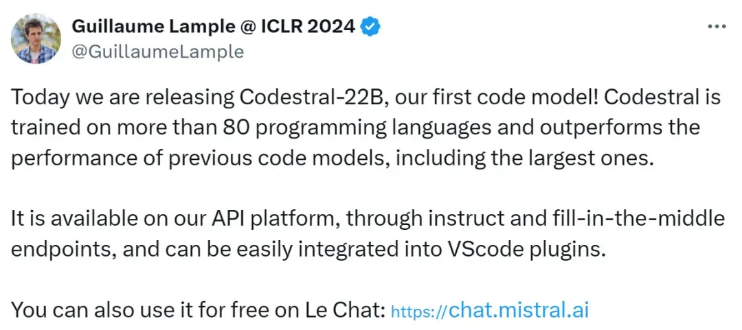 速度秒掉GPT-4o、22B击败Llama 3 70B，Mistral AI开放首个代码模型 - 知乎