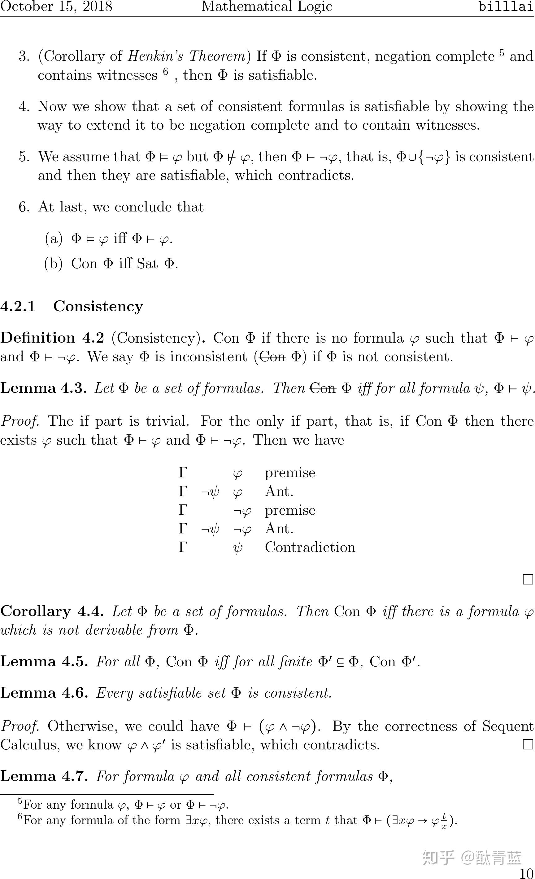 Notes Of Mathematical Logic 