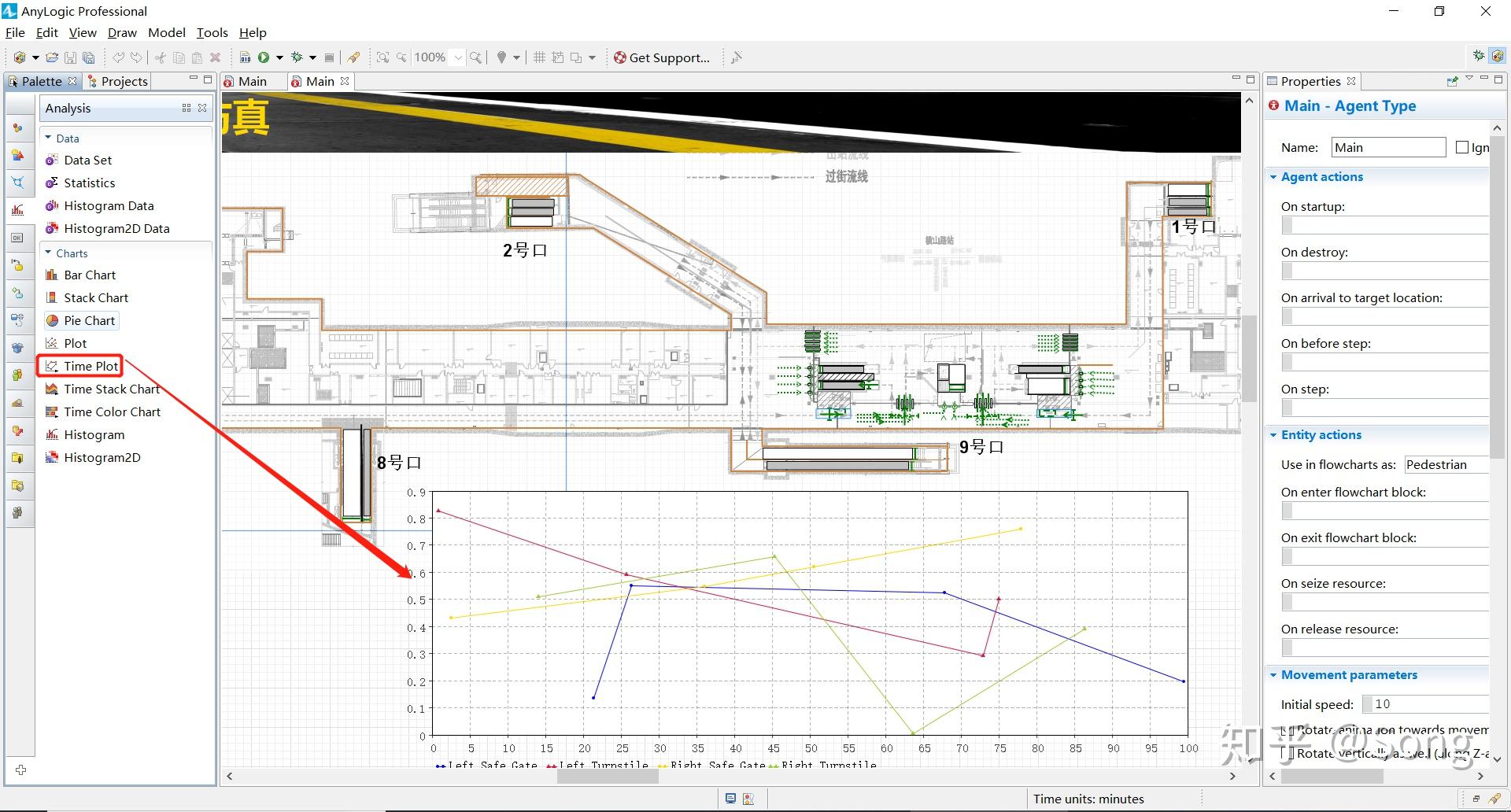 AnyLogic地铁行人仿真（一）——站厅层 - 知乎