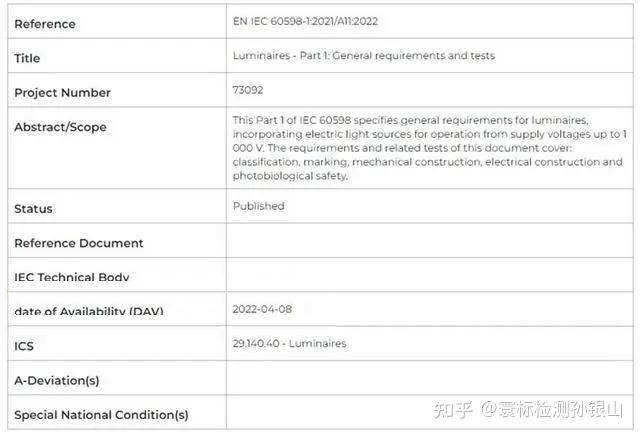 EN IEC 60598-1:2021/A11:2022灯具最新版标准发布 - 知乎