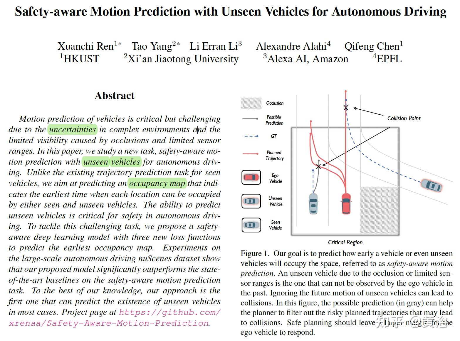 ICCV‘21论文：自动驾驶中看不见车辆的安全-觉察运动预测 - 知乎