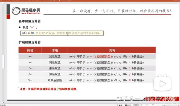 黑马java4 一些运算符 知乎 4466