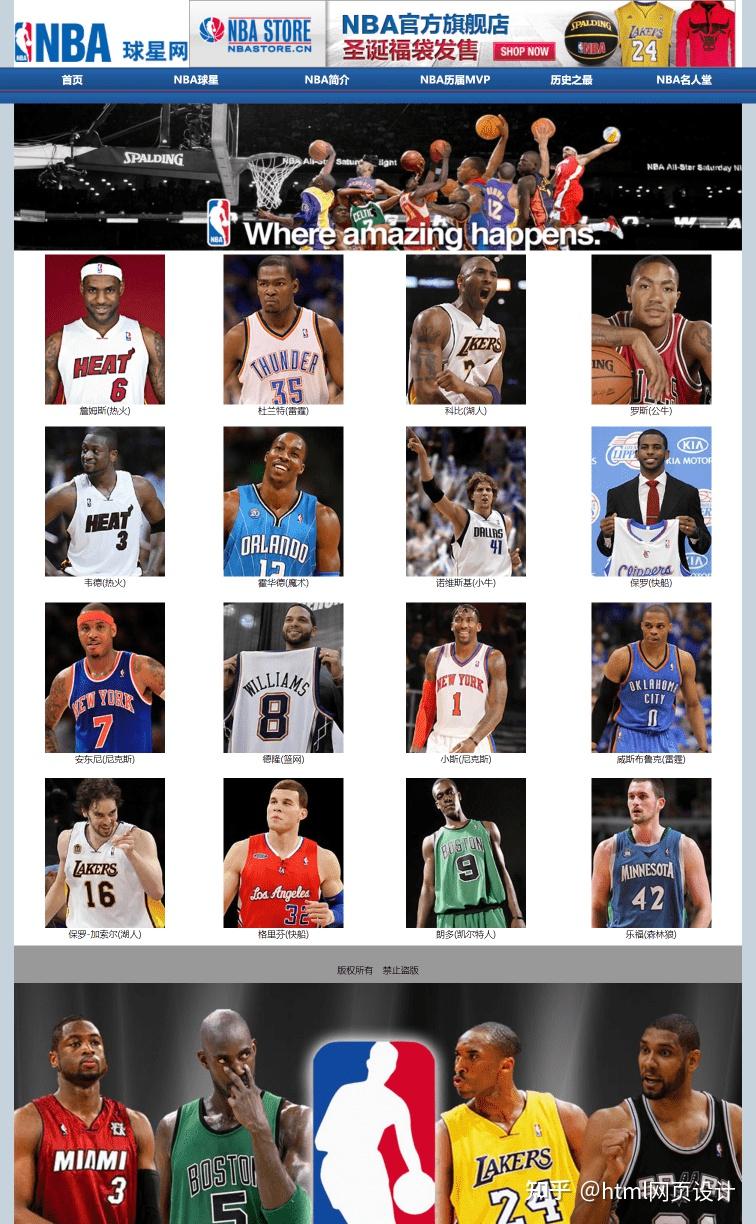 html大作业【NBA篮球介绍 22个页面】学生网页设计源码 - 知乎