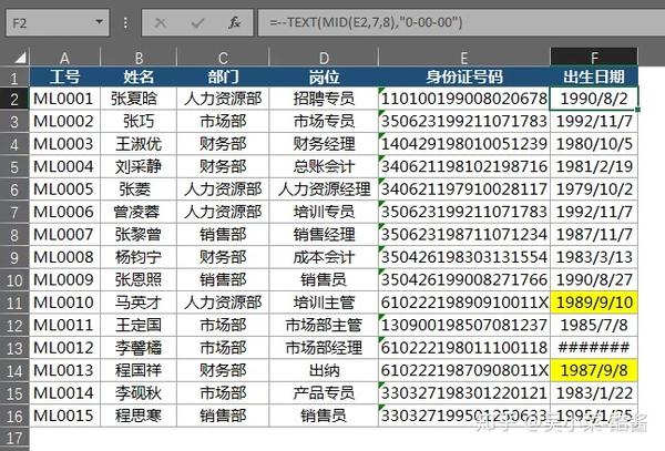 身份证中重要的5个信息，excel都能提取，公式直接套用即可！ 知乎 