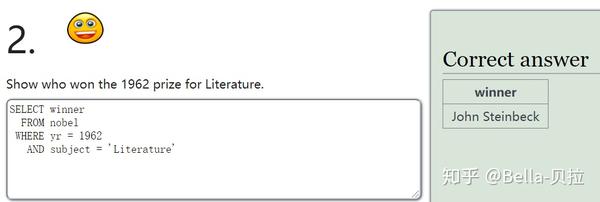 sqlzoo练习4（含答案）：SELECT from Nobel Tutorial - 知乎