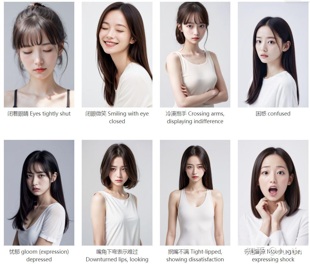 stable diffusion人物表情提示词大全 - 知乎
