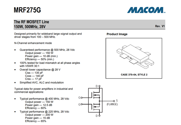 MRF275G射频功率放大器现货 - 知乎