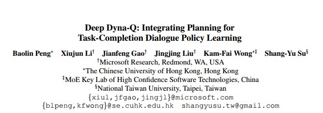 Deep Dyna-Q: 任务型对话策略学习的集成规划 - 知乎