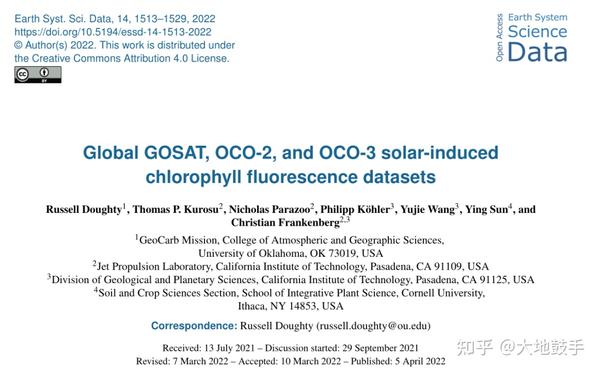 ESSD|全球GOSAT、OCO-2和OCO-3太阳诱导叶绿素荧光数据集 - 知乎