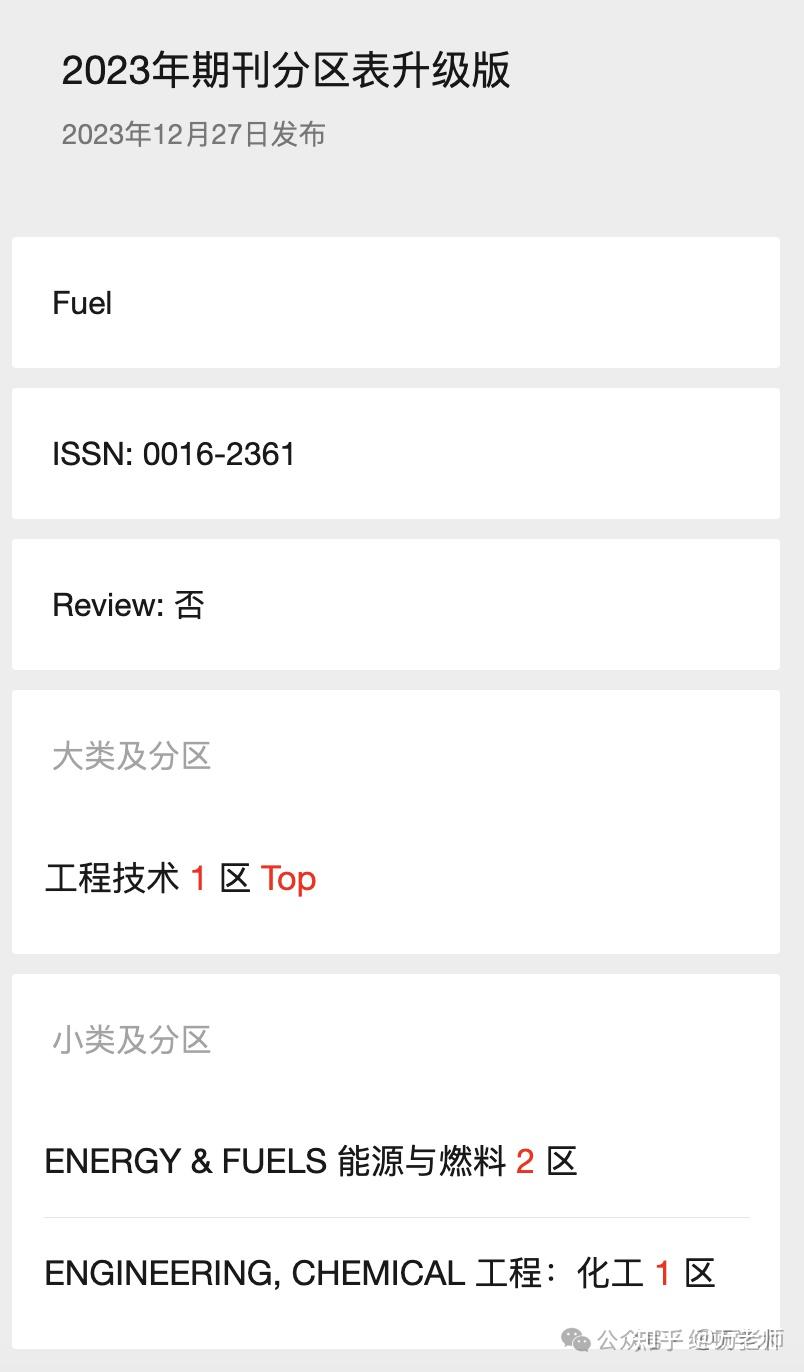 《Fuel》能源燃料一区顶刊，因子7.4 - 知乎