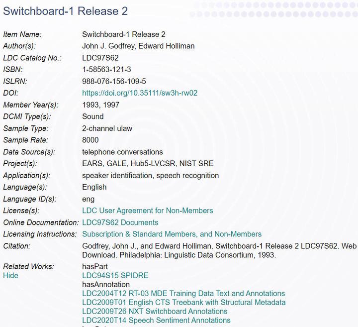 Switchboard-1 Release 2数据集介绍，编号LDC97S62 - 知乎