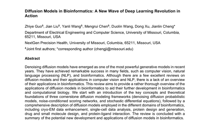 综述阅读“Diffusion Models in Bioinformatics: A New Wave of Deep Learning ...
