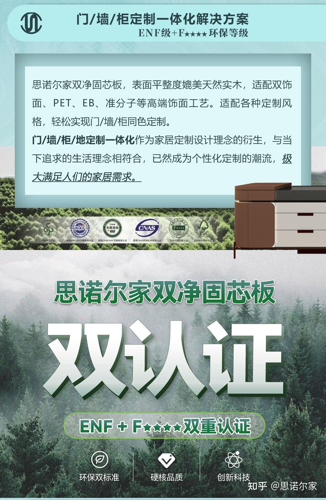 重磅升级 | 思诺尔家双净固芯板ENF级+F4星双重认证，树立定制新标杆 - 知乎
