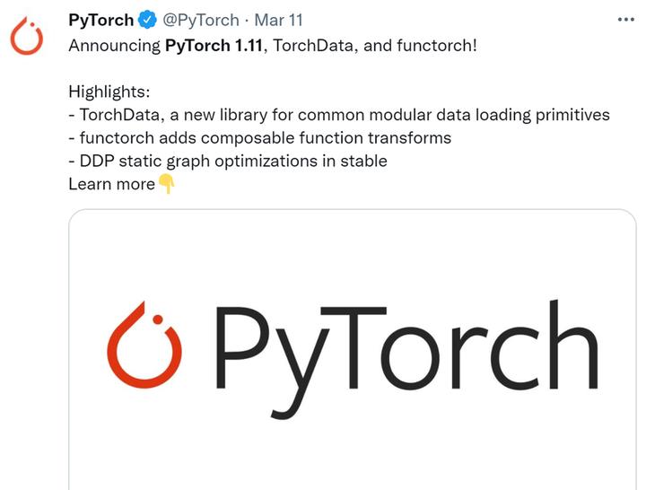 PyTorch 1.11版本发布，新增TorchData库、PyTorch中也能添加可组合函数转换了 - 知乎