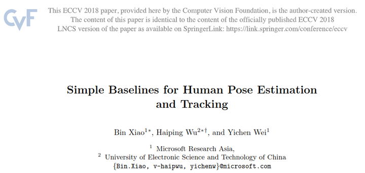 ECCV2018人体姿态估计Simple Baselines for Human Pose Estimation and Tracking（论文） - 知乎