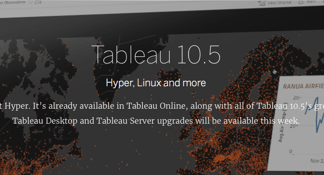 Tableau 10.5 发布！Hyper 和 Linux 版 Server 让你惊喜不断，赶快下载！ - 知乎