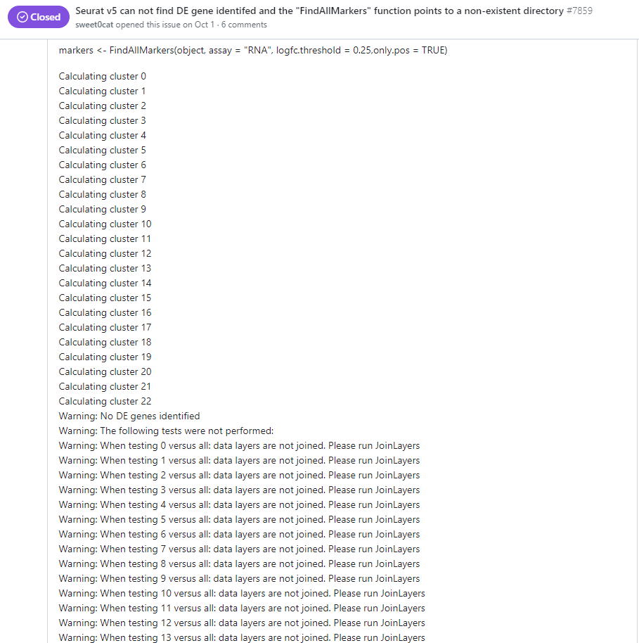 【Debug1】Seurat V5.0 手动注释中，使用FindAllMarkers寻找差异基因报错|包卸载与指定版本安装 - 知乎