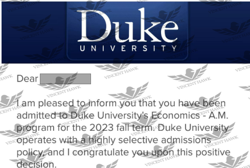 2023 VH Offer | Duke MA in Economics！双喜临门，两枚杜克大学经济学硕士offer到手！ - 知乎