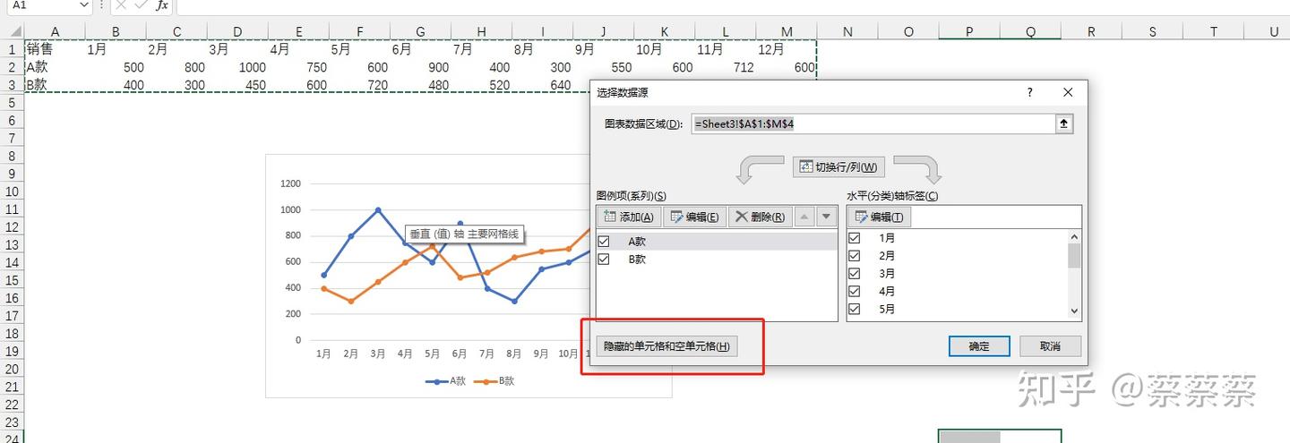 关于excel图表的“隐藏的单元格和空单元格” 知乎 
