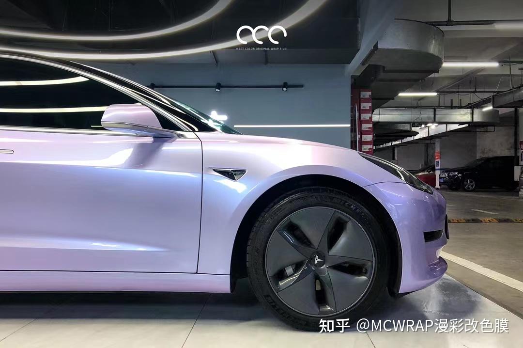 特斯拉Model 3漫彩改色膜渐变亮面银幻紫，光泽感爆棚 - 知乎
