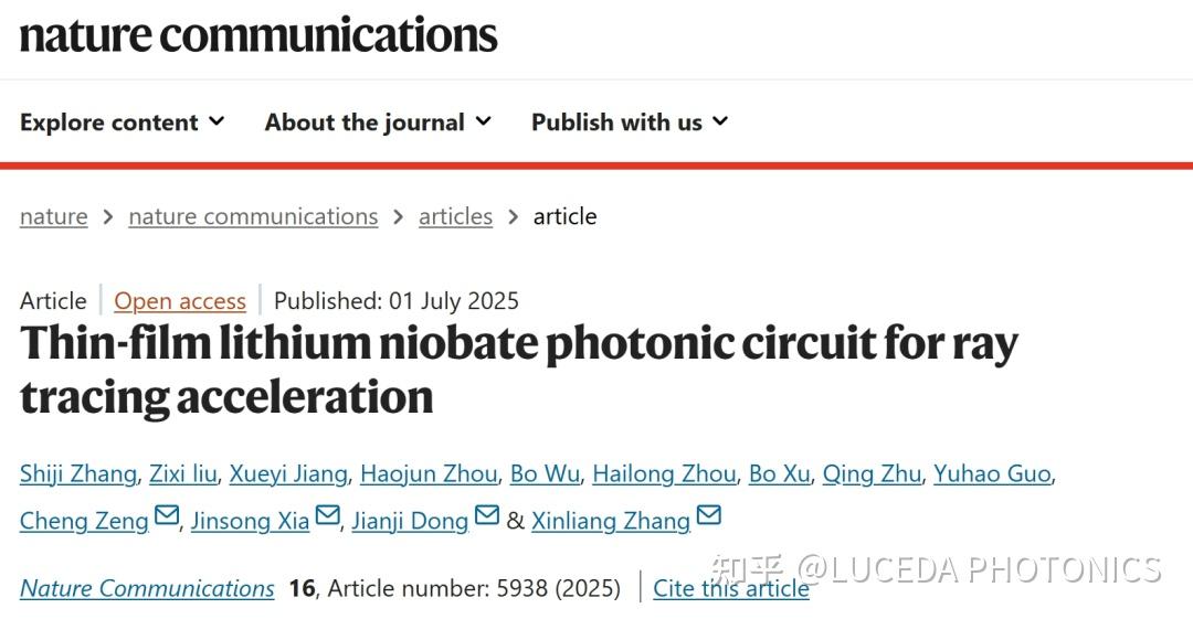 Nature Comm.报道 | 武汉光电国家研究中心董建绩团队、夏金松团队合作研发首款用于加速射线追踪的光子芯片 - 知乎