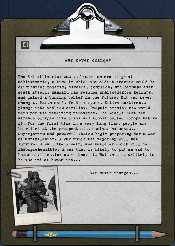 【Fallout: Pre-War】辐射：战火前夕-Teaser合集 - 知乎