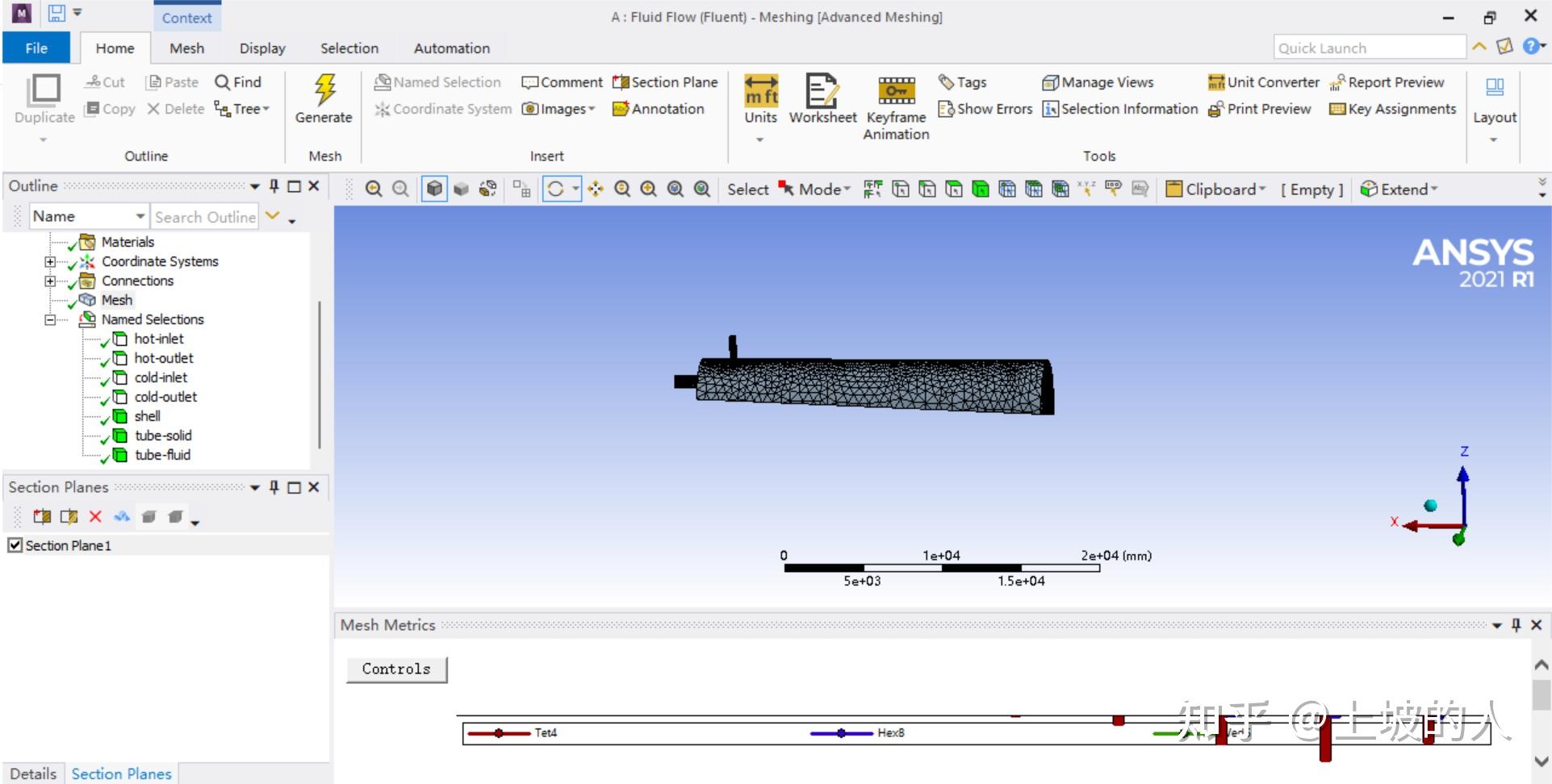ansys 中的mesh可以删除下面的section plane1，就可以恢复之前的几何图形 - 知乎