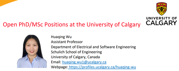 【招生信息】University of Calgary的Huaqing Wu教授计划招收硕士和博士2-3名 - 知乎