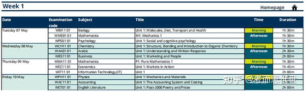 2024年5月A-level考试时间安排表汇总！ - 知乎
