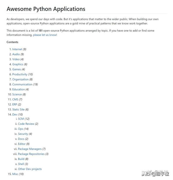 Python开源项目大集合：15个领域，181个项目｜硬核干货 知乎 