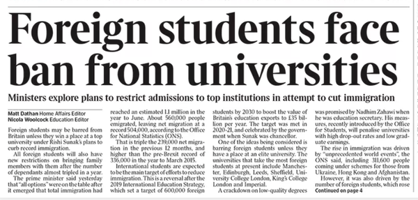 都是苏纳克给惯的！内政大臣欲再次缩短PSW签证时长，英教育部“强烈反对”！ - 知乎