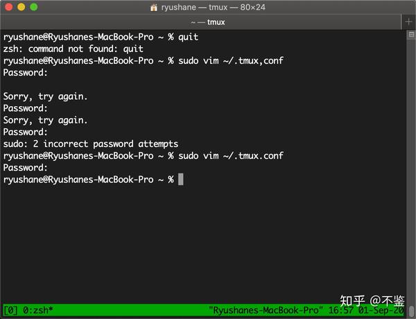 macOS Tmux安装及配置（复制粘贴，保存工作区） - 知乎