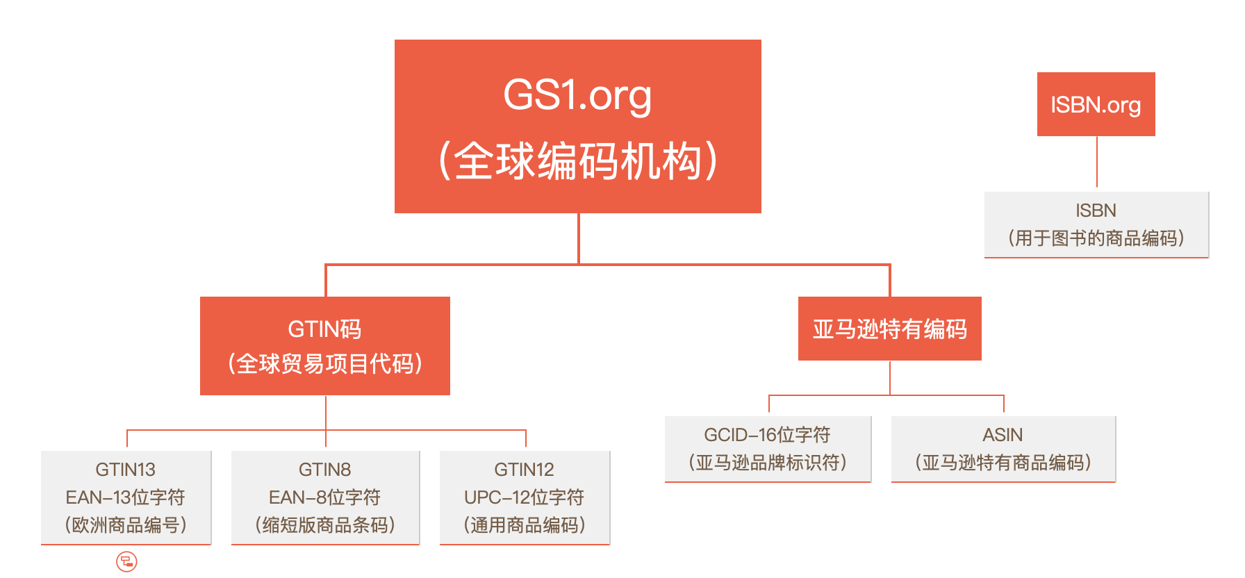 亚马逊入门 | 一张图理清GTIN/UPC/EAN/GCID/ASIN码