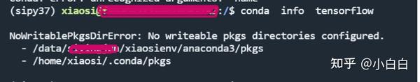 NoWritablePkgsDirError: No writeable pkgs directories configured. - 知乎