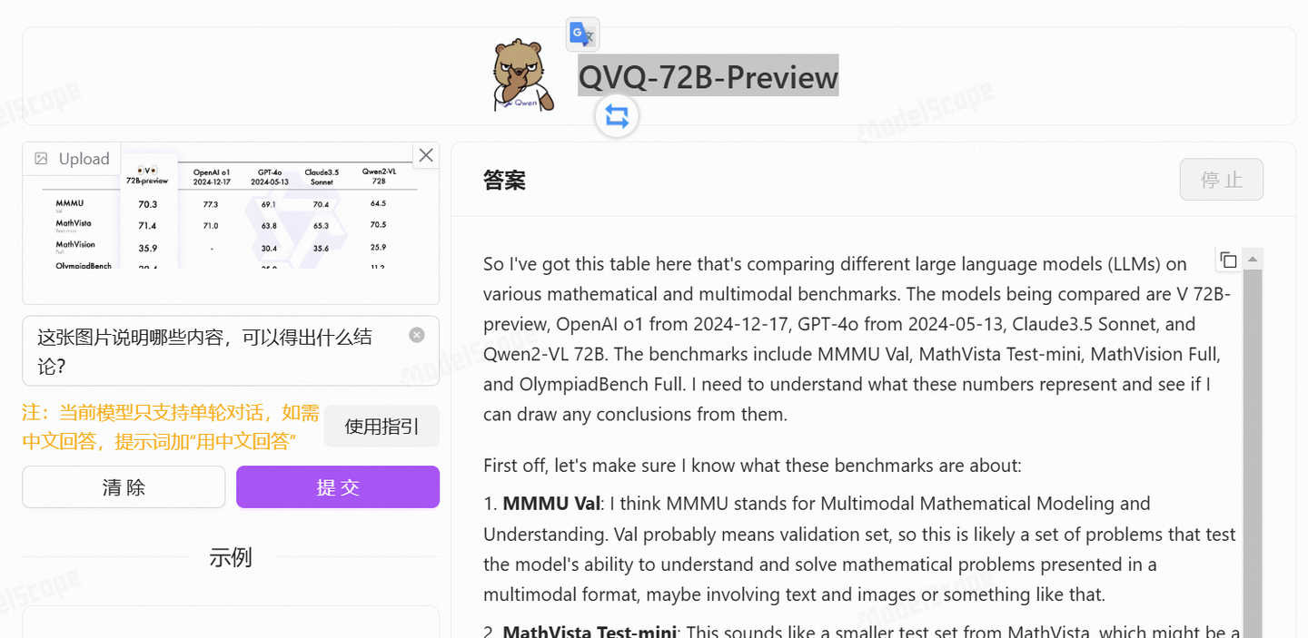 开源、青春版的4o? QWen 刚刚发布了QVQ-72B-Preview，简单的测试与分析 - 知乎