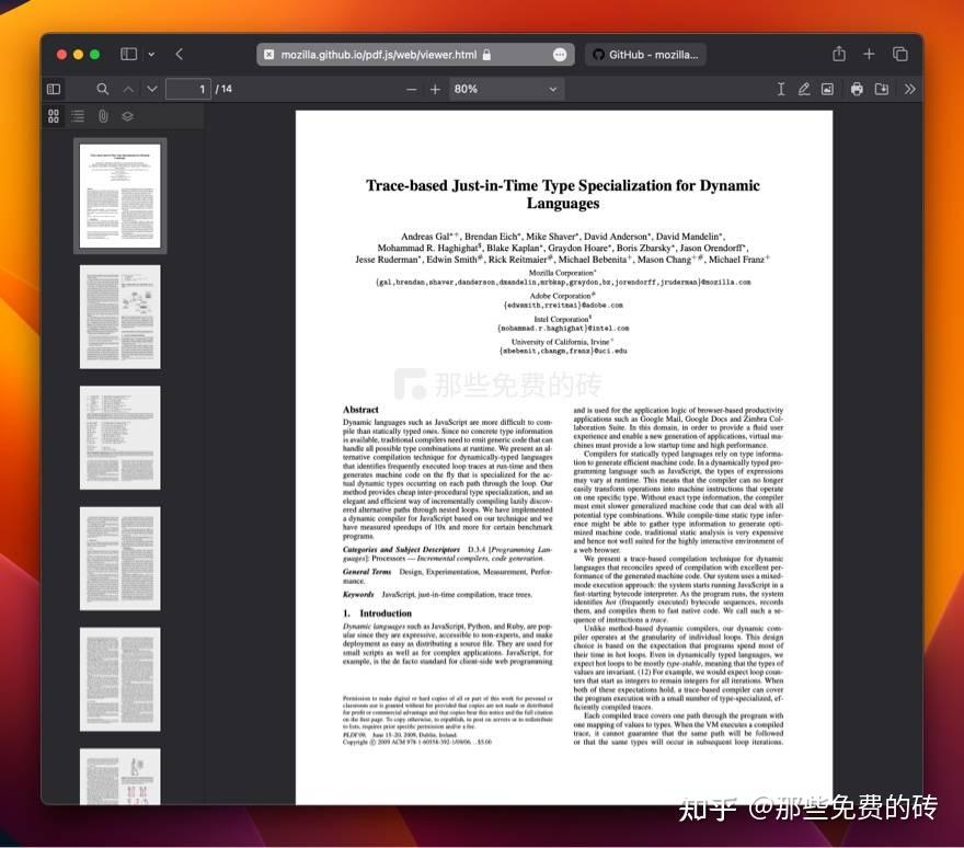 PDF.js - 免费开源的 JavaScript 读取、显示 PDF 文档的工具库，由 Mozilla 开发并且持续维护 - 知乎