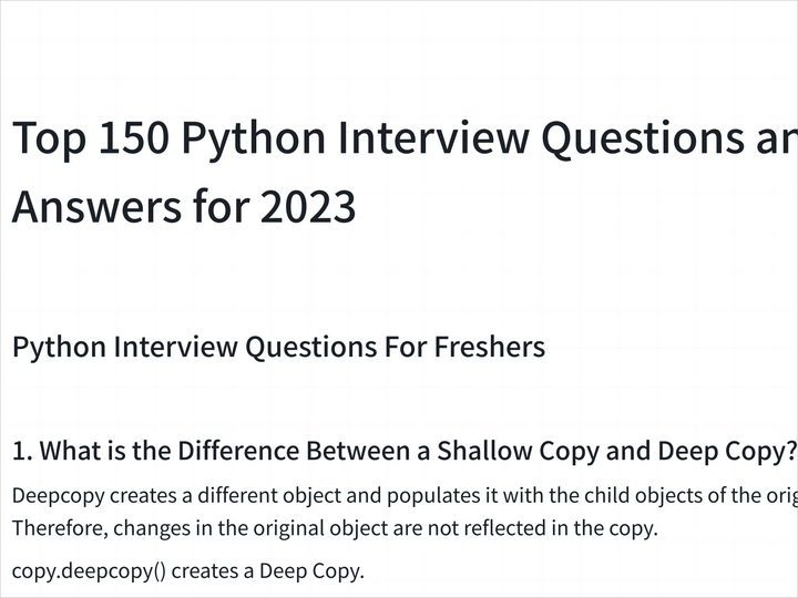 【OfferRealize】Top 150 Python Interview Questions and Answers for 2023 - 知乎