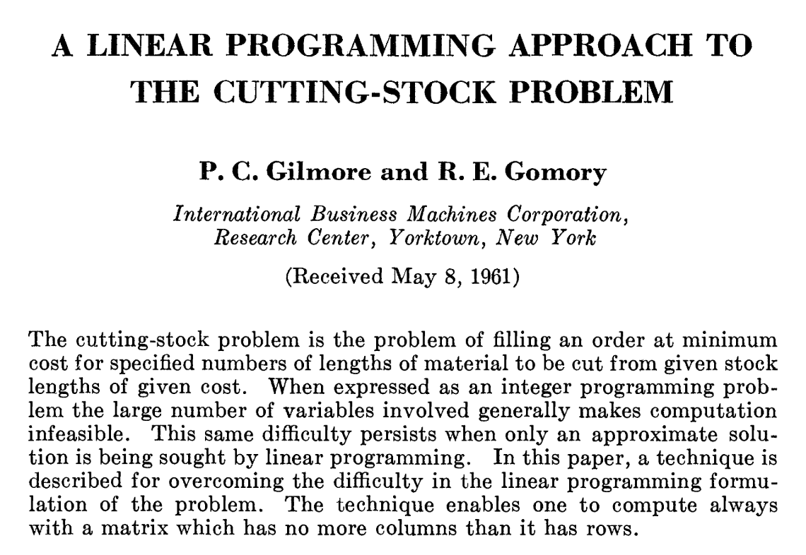 整数规划| 列生成 | Column Generation (Gurobi) - 知乎