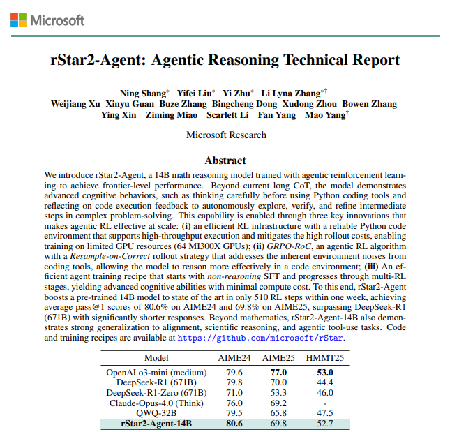 rStar2-Agent：Agentic RL实践技术报告 - 知乎