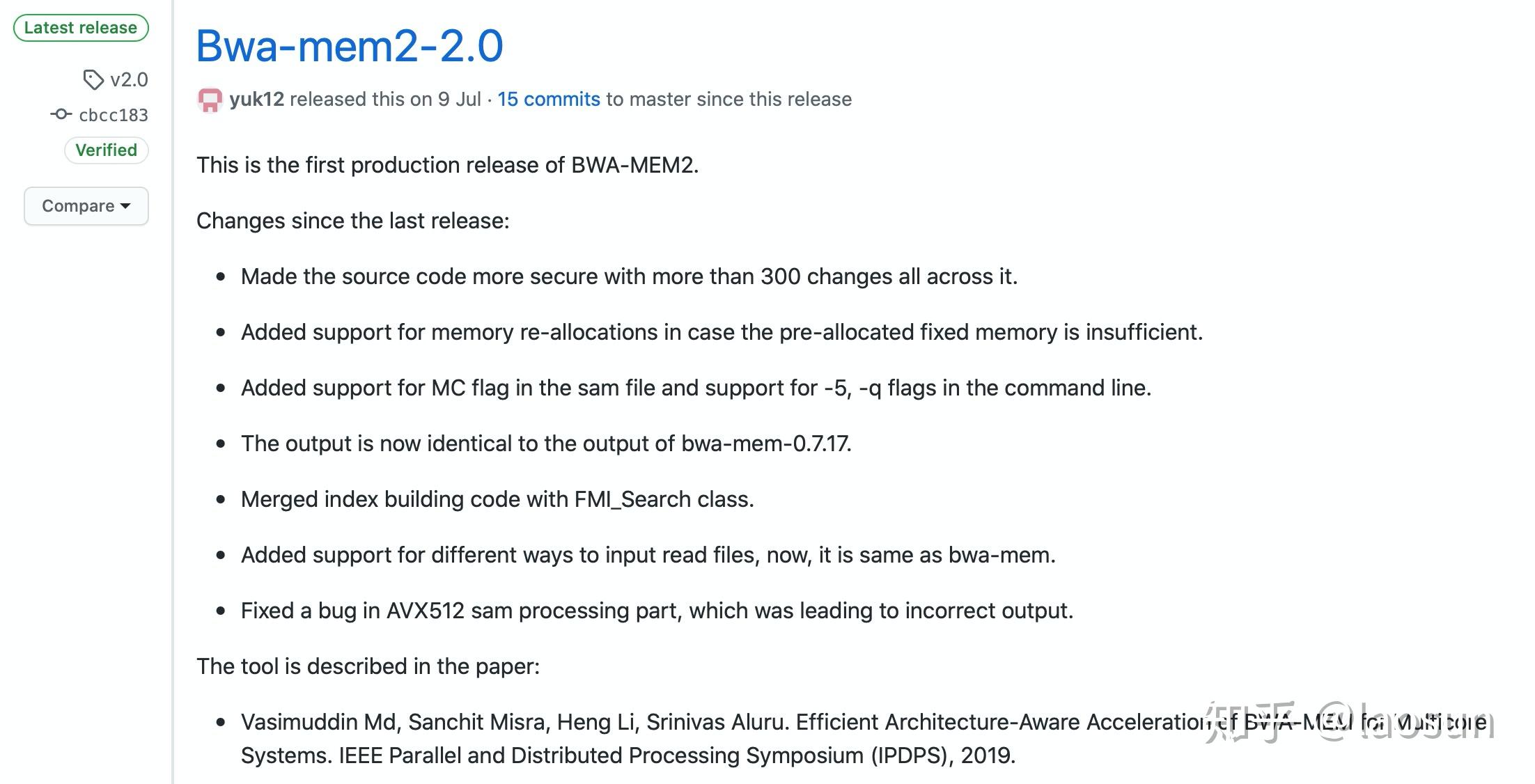 【喜大普奔】Bwa-mem2-2.0发布了 - 知乎