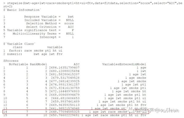 R笔记：变量筛选：逐步回归&最优子集 - 知乎