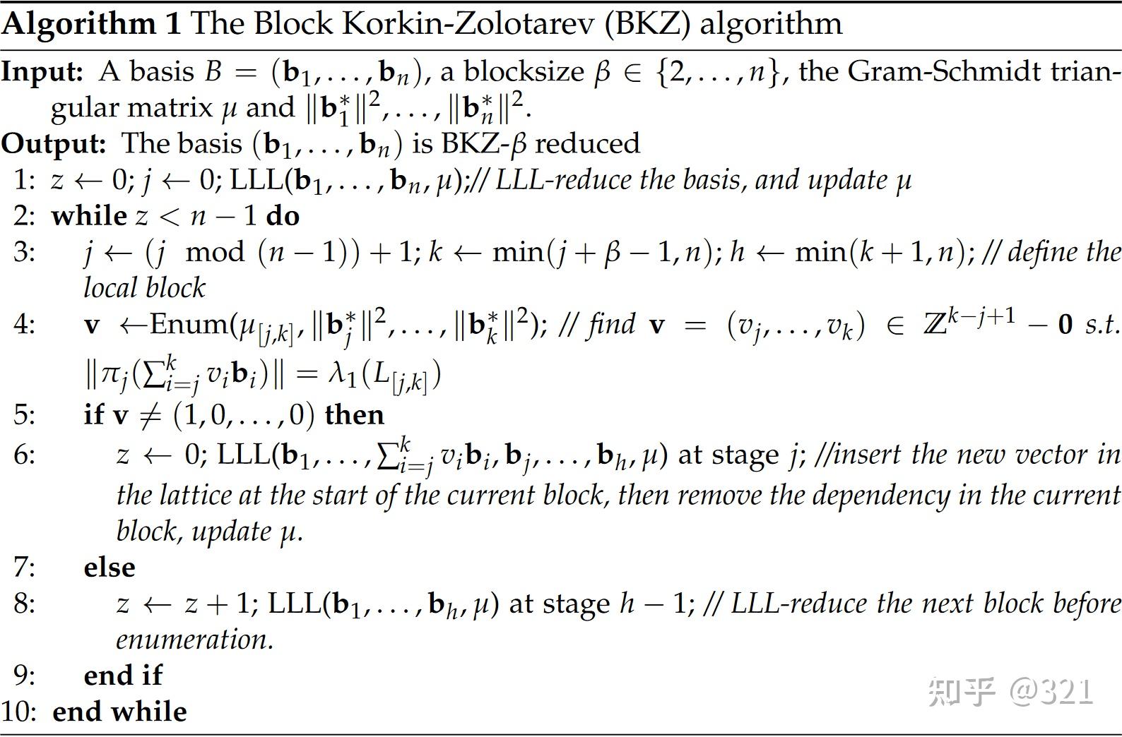格密码之Block Korkin-Zolotarev (BKZ) 算法 - 知乎